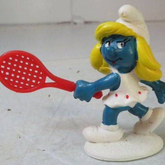 schleich | Accents | Vintage 981 Girl Smurf Figurine Tennis Player ...